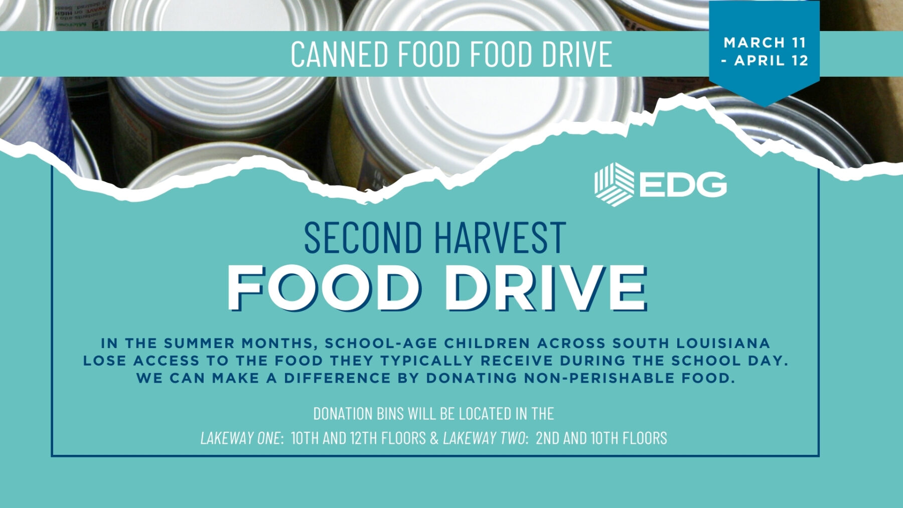 EDG Hosts Food Drive for Second Harvest of South Louisiana - EDG, Inc.